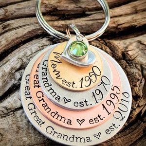 Personalized Hand Stamped Great Great Grandma Keychain. Grandmother ...
