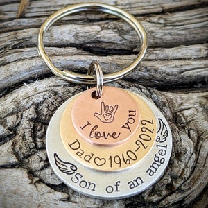 Personalized Hand Stamped Dad Memorial Keychain. Father Loss Memorials ...