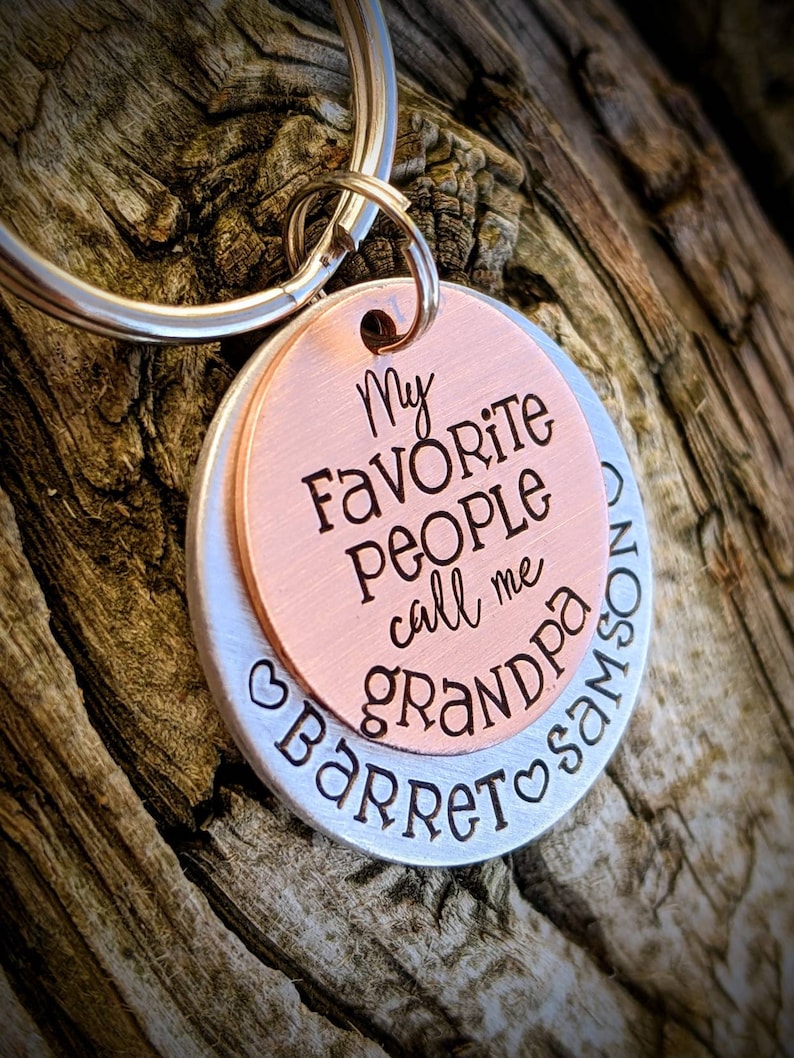 Personalized Hand Stamped Grandpa Keychain. Custom Grandfather - Etsy
