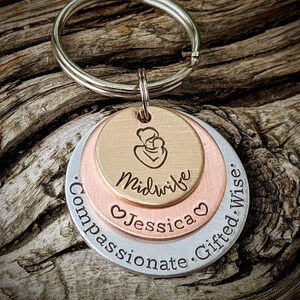 Personalized Hand Stamped Midwife Keychain. Midwife Gifts. Doula Gifts ...