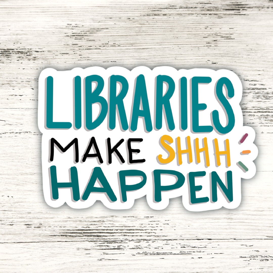 Libraries Sticker Illustrated Book Library Theme - Etsy