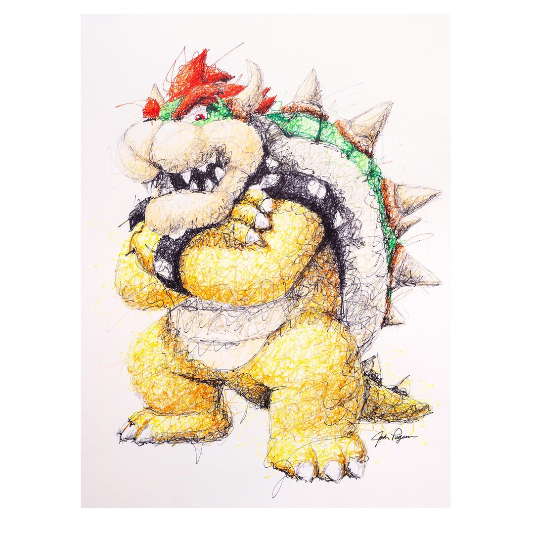 Bowser Print of Ink Drawing - Etsy