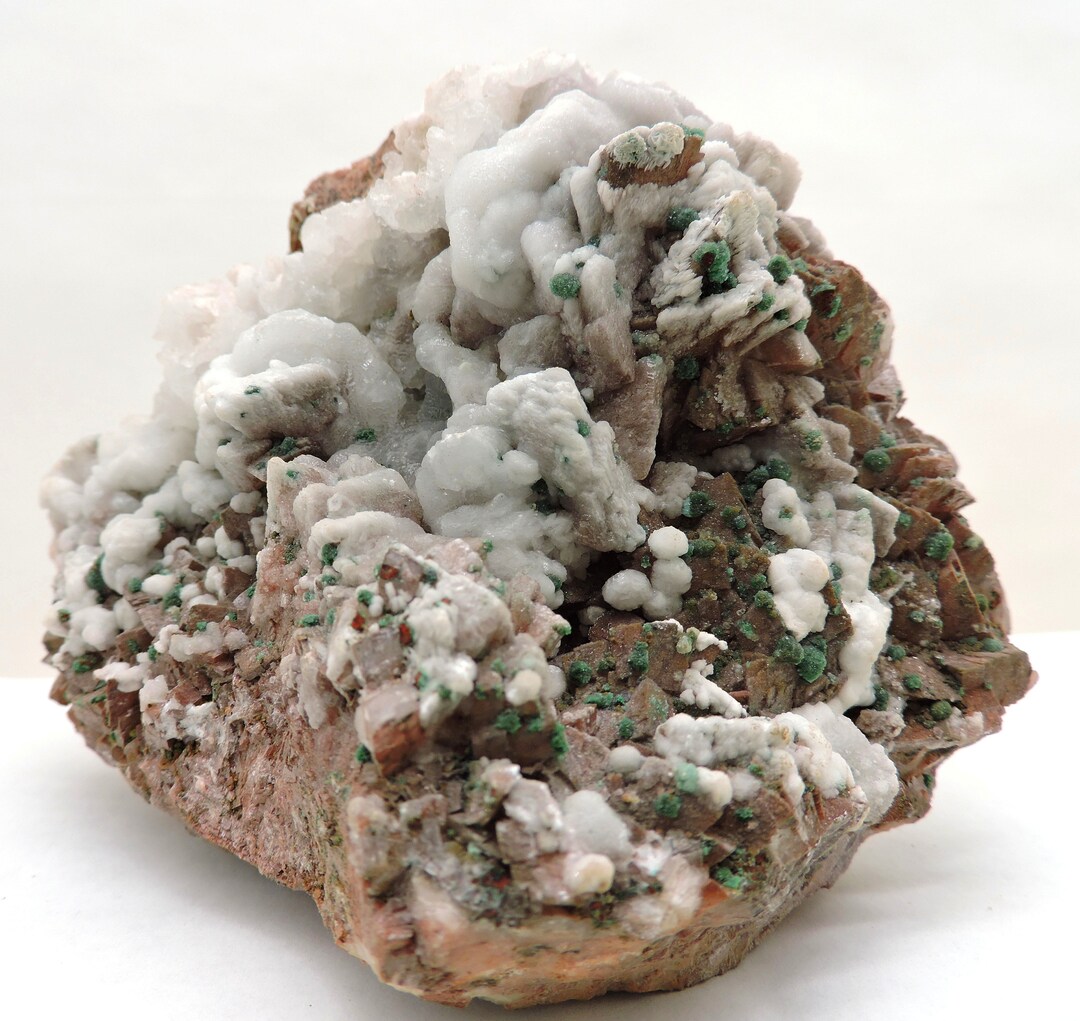 Chalcedony and Malachite on a Matrix of Dolomite From Morocco Large ...