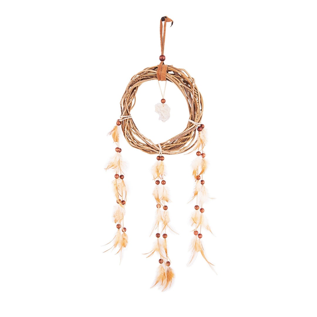 Quartz Cluster Dream Catcher, Natural Feather Wall Art - Etsy