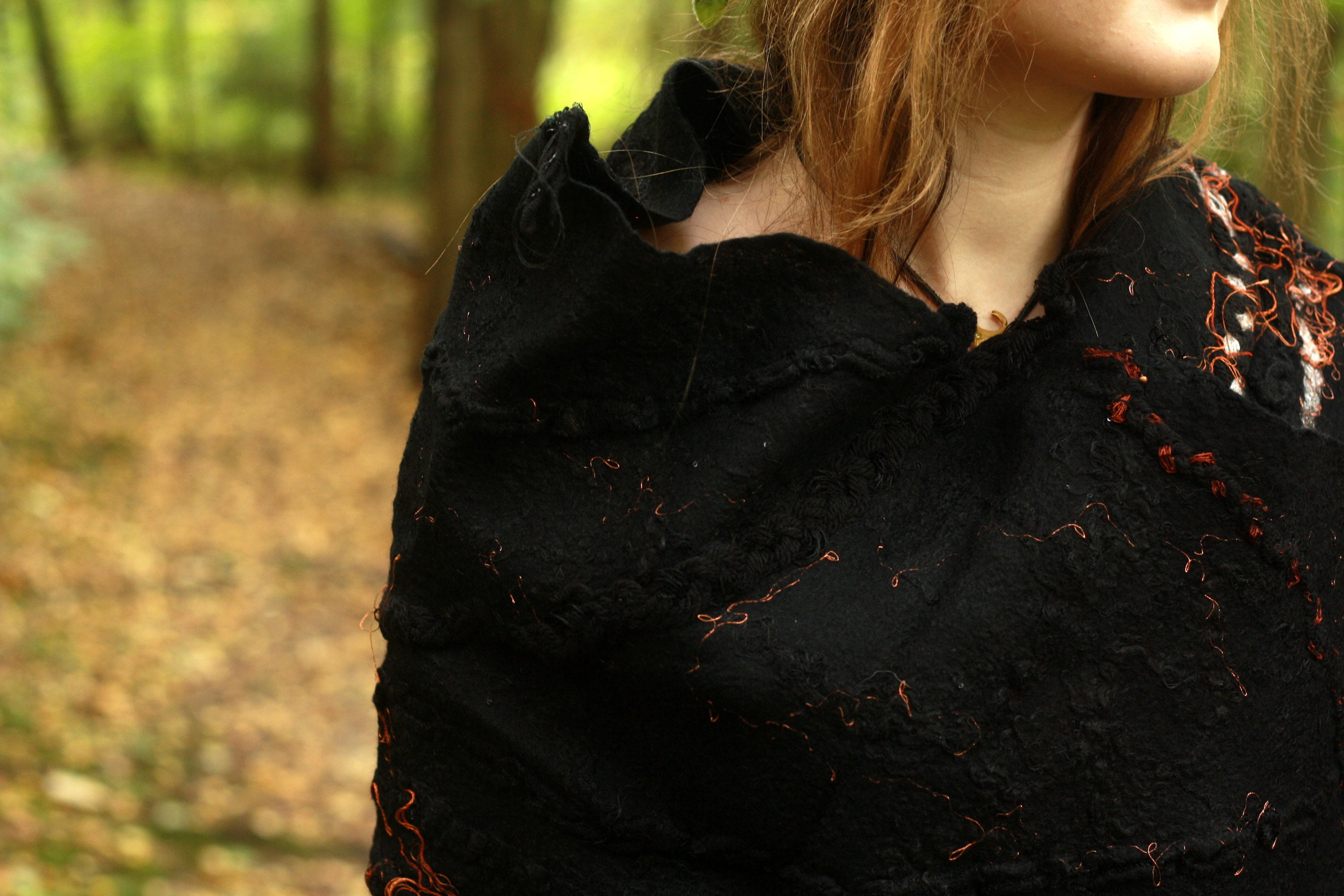 Black and Copper Scarf for Stylish Fall Large Black Felted - Etsy