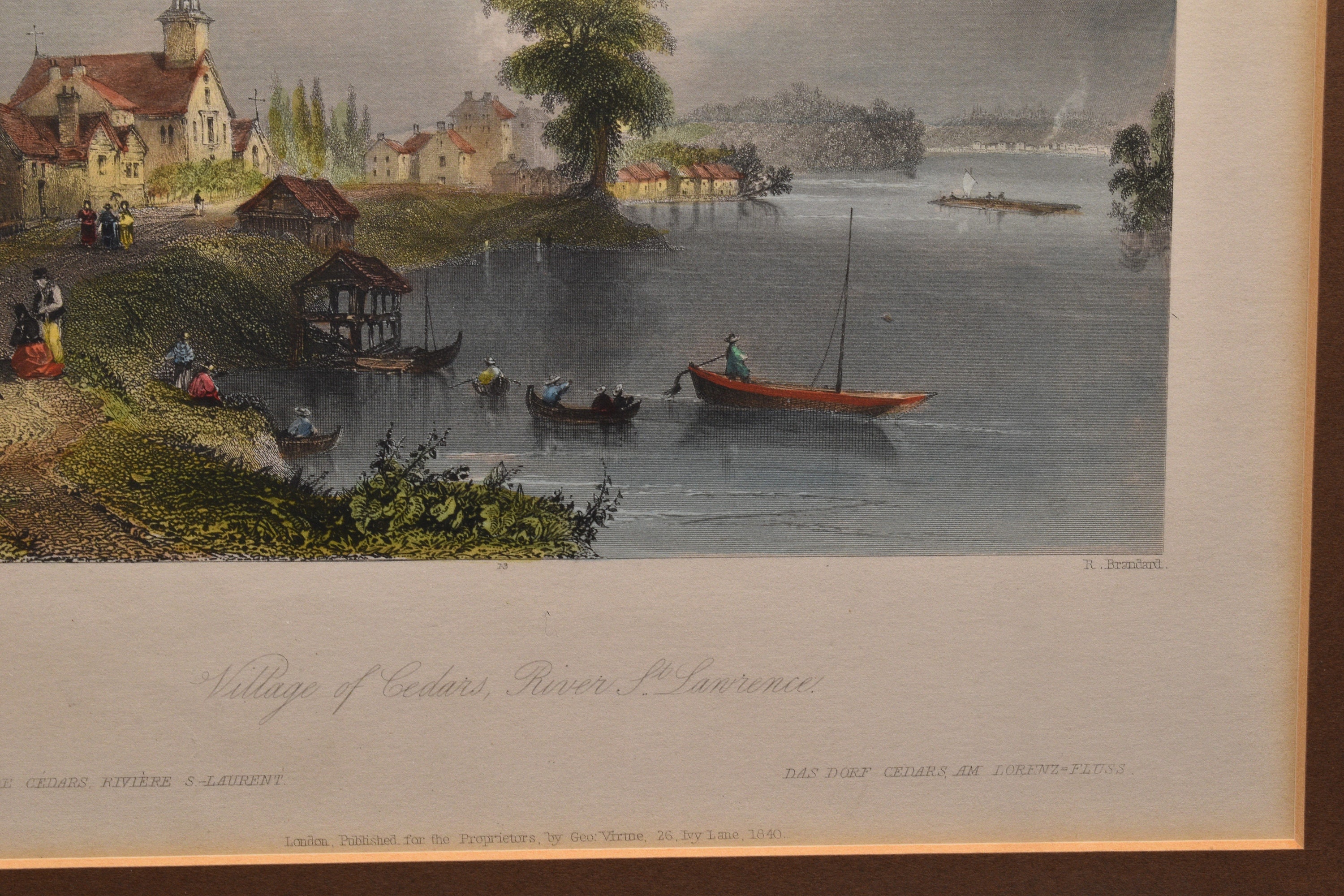 Antique 1840 W.H. Bartlett Engraving/Etching Print - 'Village of Cedars ...