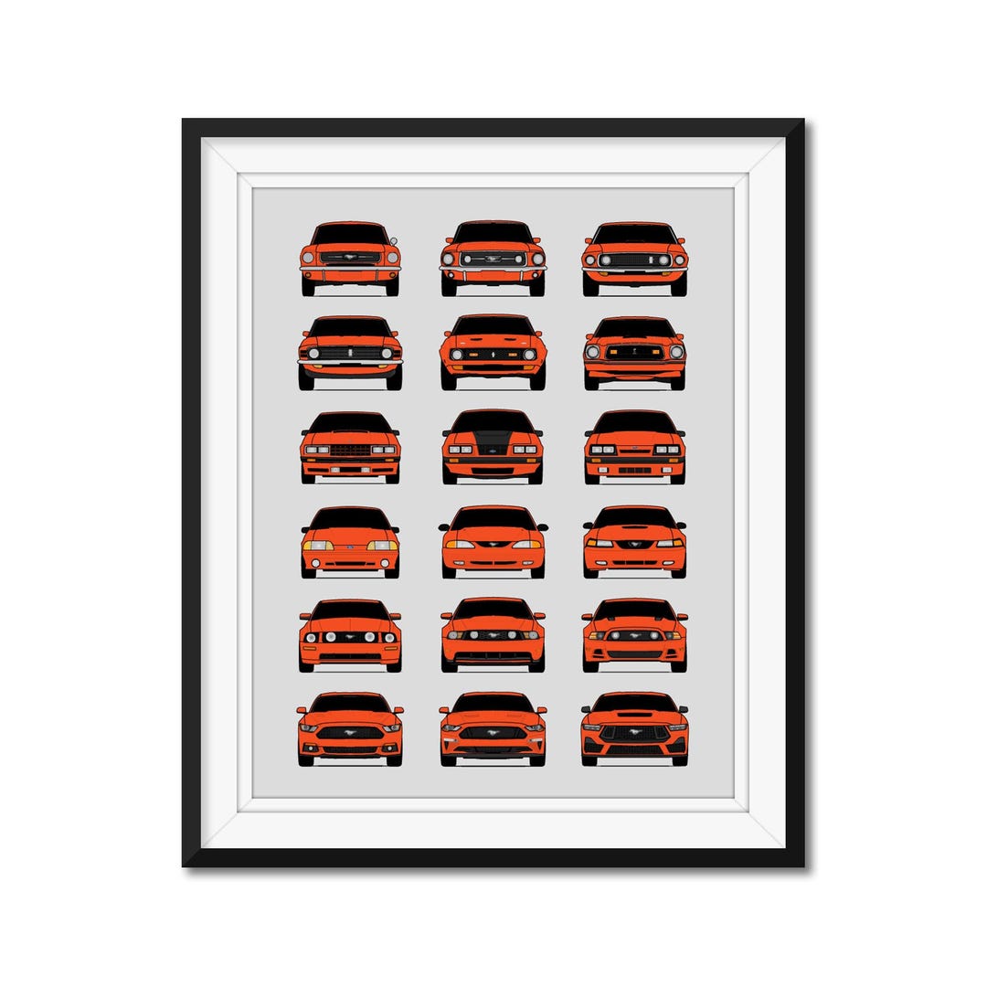Ford Mustang Generations Car Poster Print Wall Art Decor the History ...