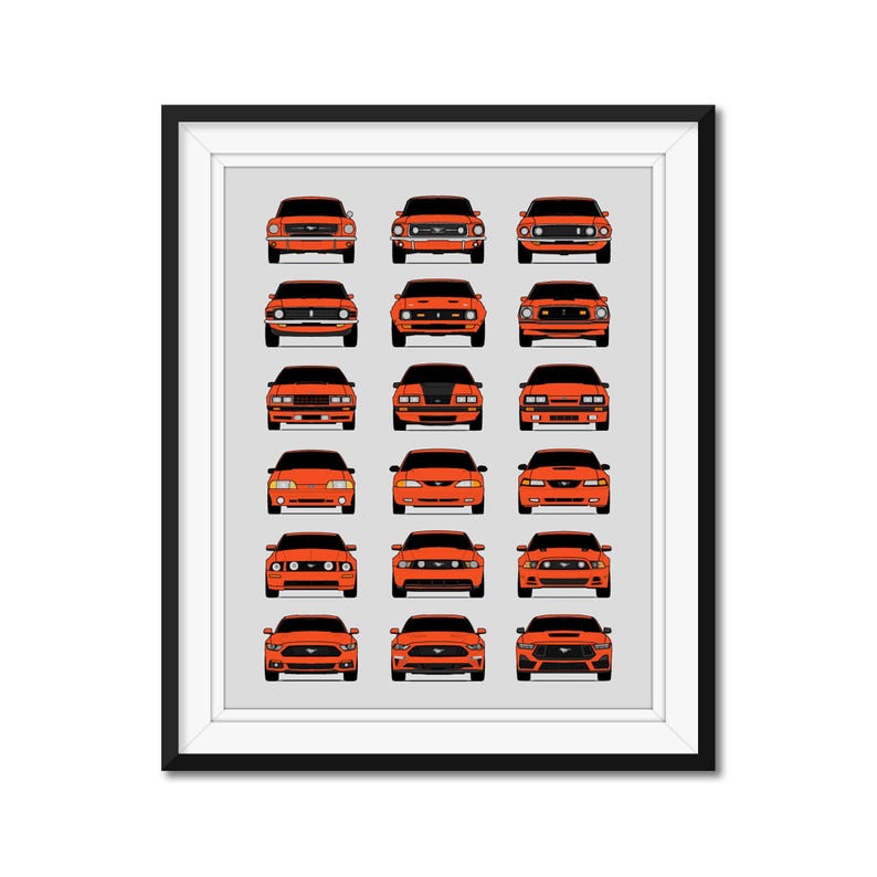 Ford Mustang Generations Car Poster Print Wall Art Decor the History ...