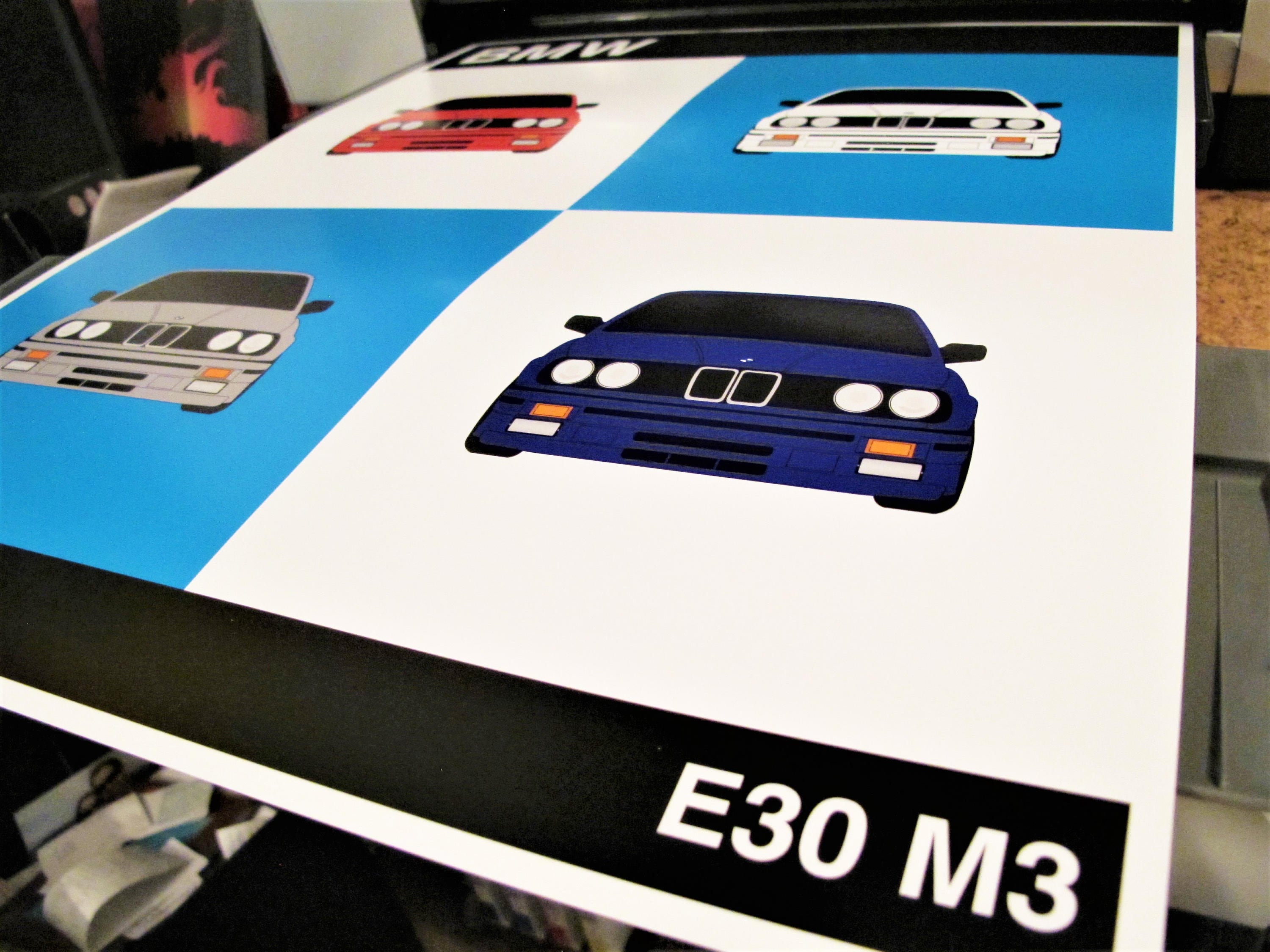 BMW M3 E30 on BMW Logo Inspired Car Poster Print 3 Series | Etsy