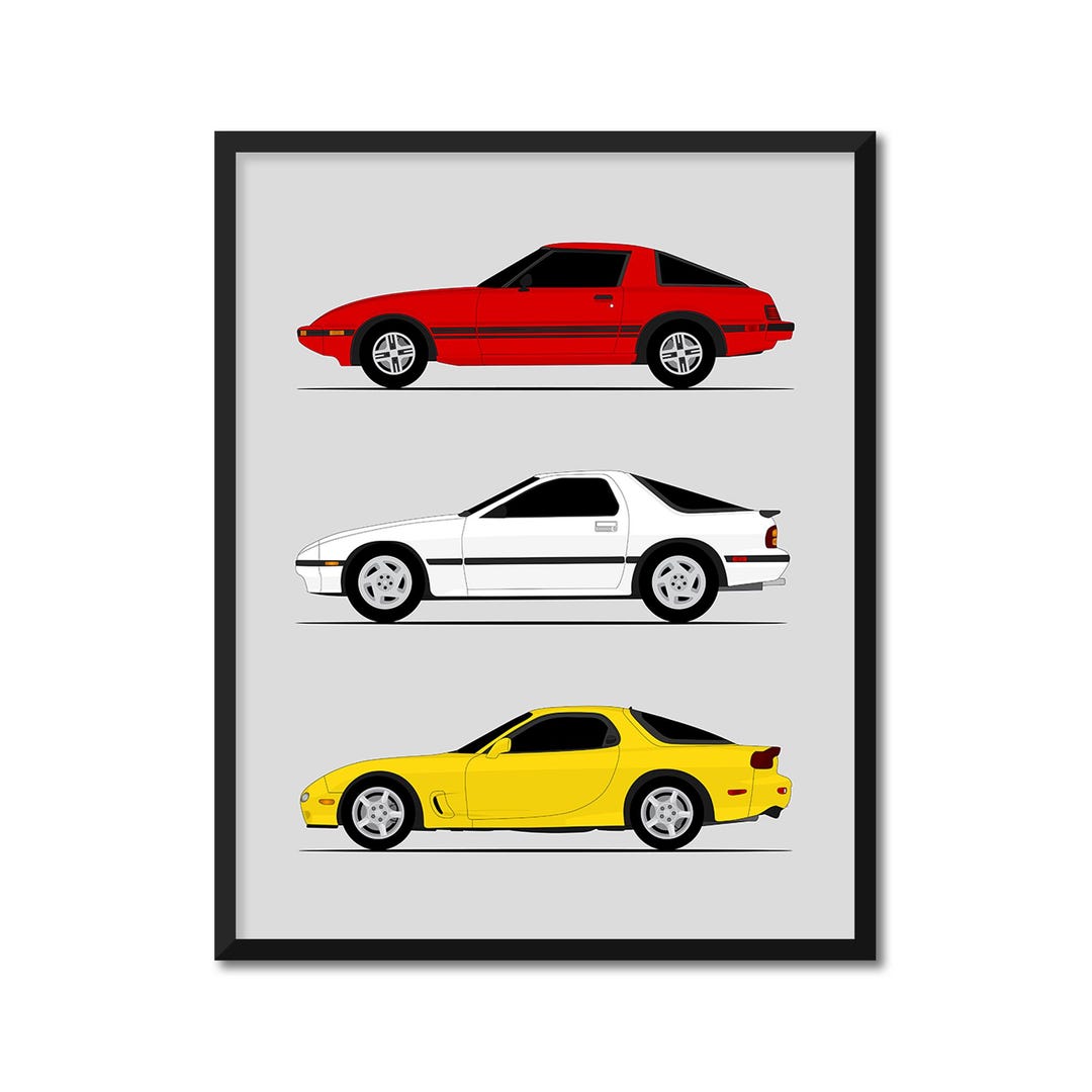 Mazda RX-7 Generations Car Poster (side Profile) Print Wall Art History ...