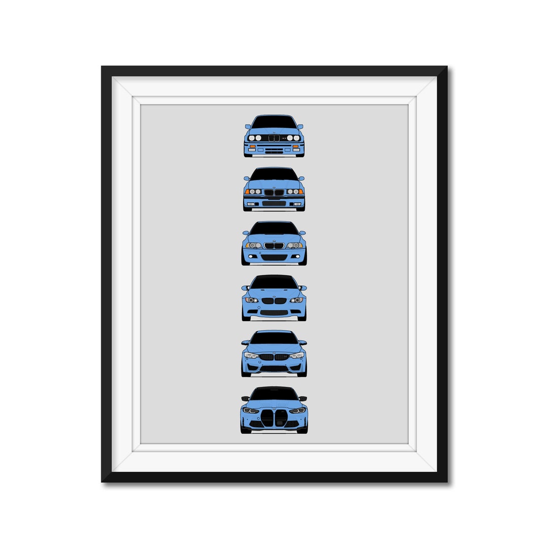 BMW M3 Inspired Car Poster Print Wall Art History and Evolution M3 ...