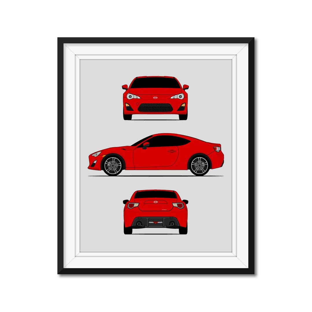 Scion FRS GT86 (2012-2016) (front Side Rear) Car Poster Print Wall Art ...