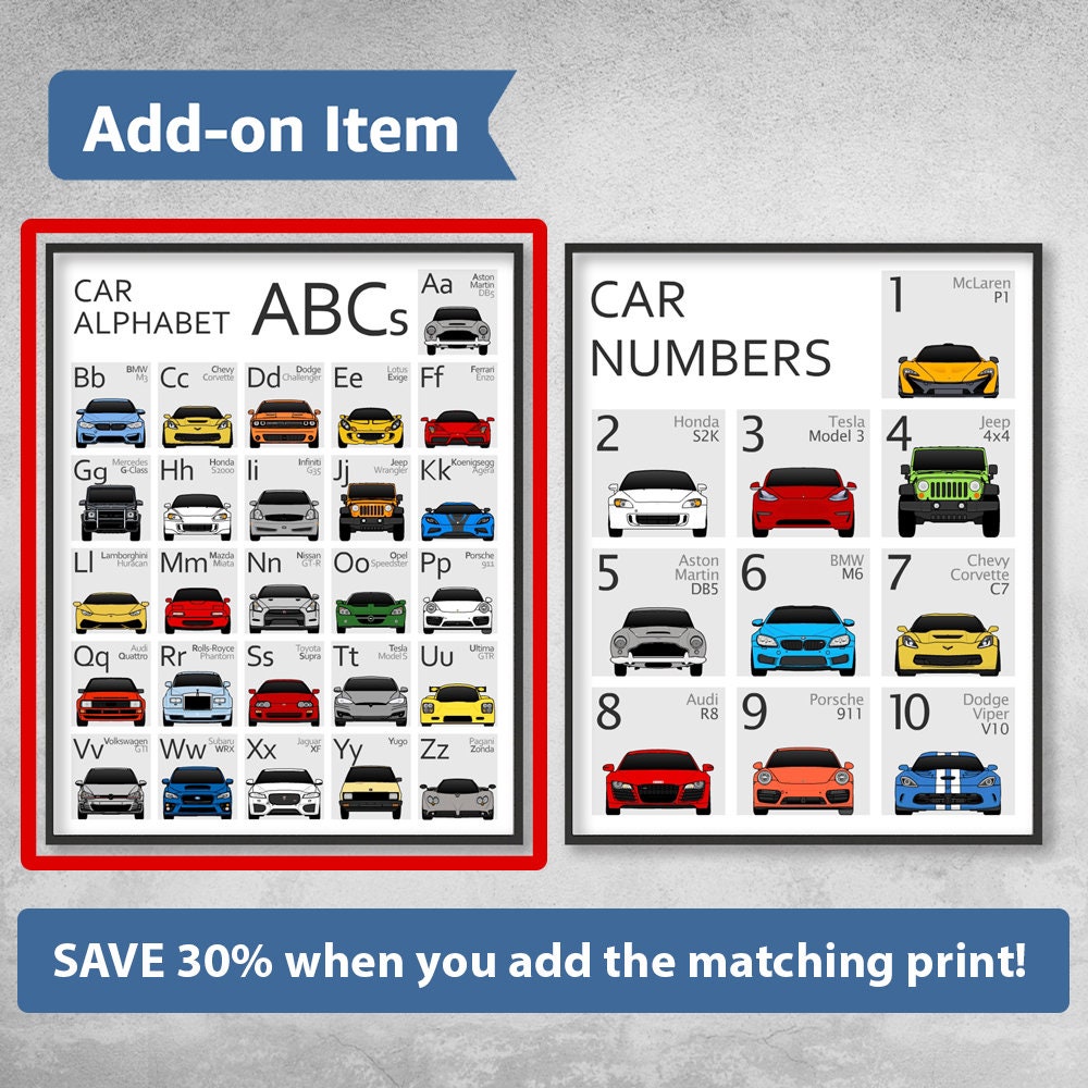 Car Nursery 123 Number Car Poster Print Wall Art for Babies - Etsy Canada