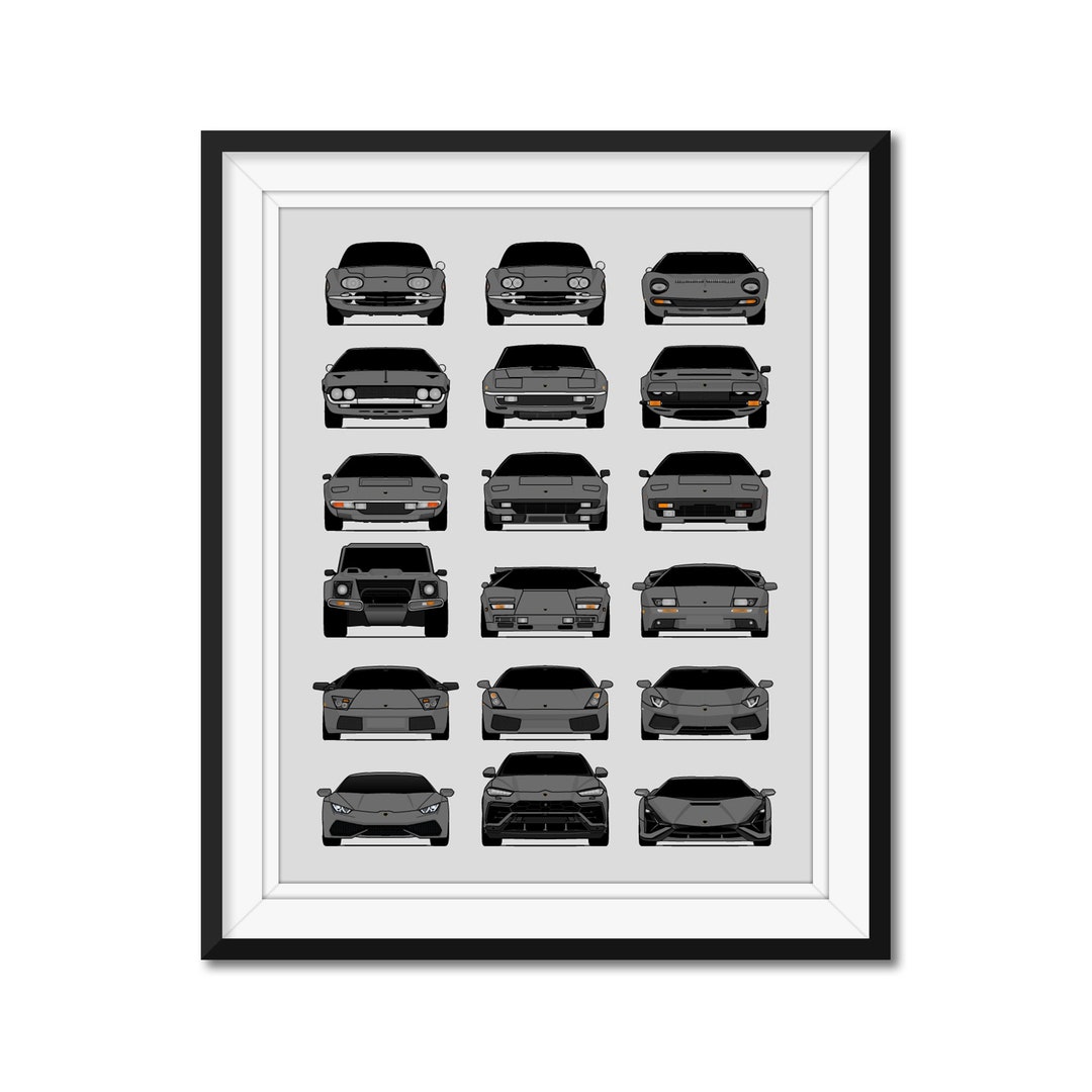 Lamborghini Generations Inspired Car Poster Print Wall Art History ...