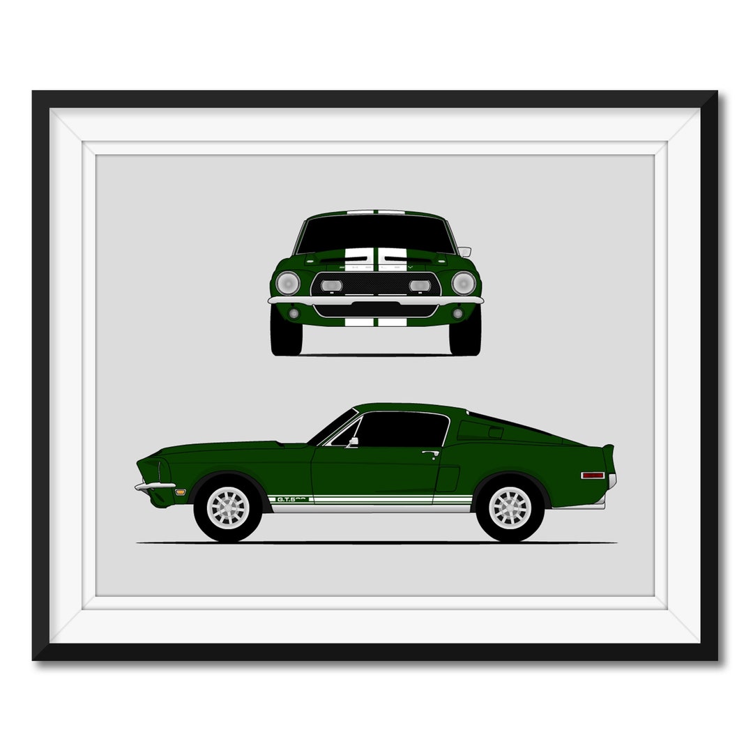 Ford Mustang 1968 Shelby GT500KR (front and Side) Cobra Inspired Car ...