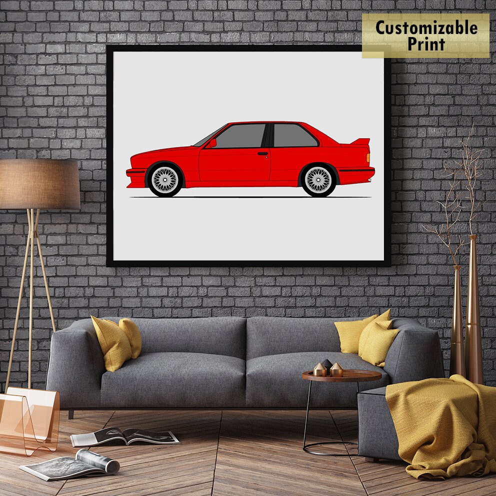 BMW M3 E30 1986-1991 side Profile Inspired Car Poster - Etsy