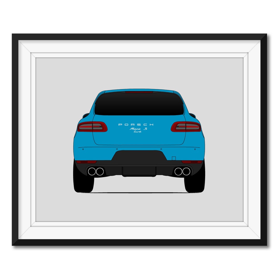 Porsche Macan Turbo S 2014-2018 rear Inspired Car Poster Print Wall Art ...