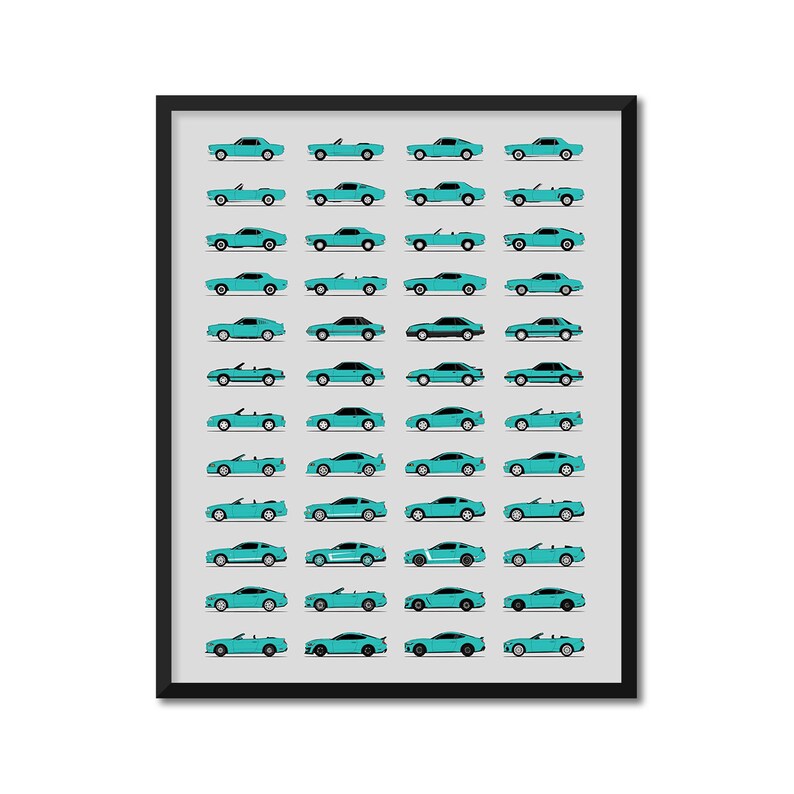 Ford Mustang Car Poster (side Profile) Print Wall Art DÃ©cor Foxbody ...