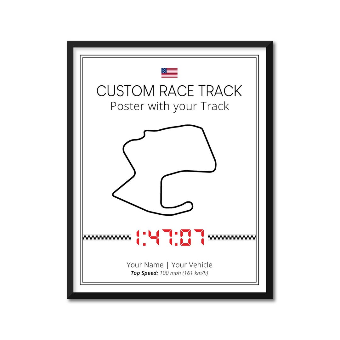 Personalizable Race Track Poster - Customizable Track Day Racing Print ...