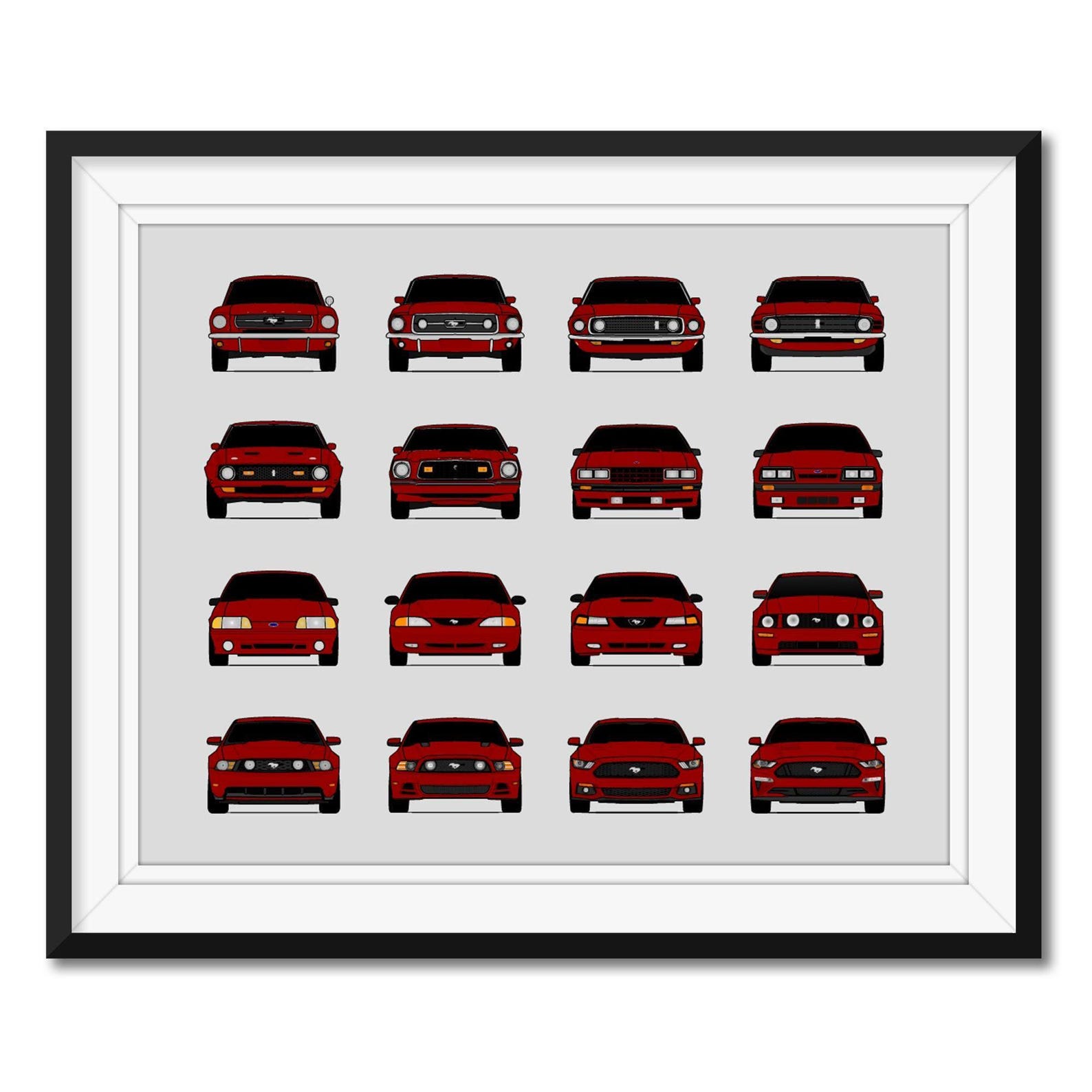 Ford Mustang Generations (landscape) Car Poster Print Wall Art Decor of ...