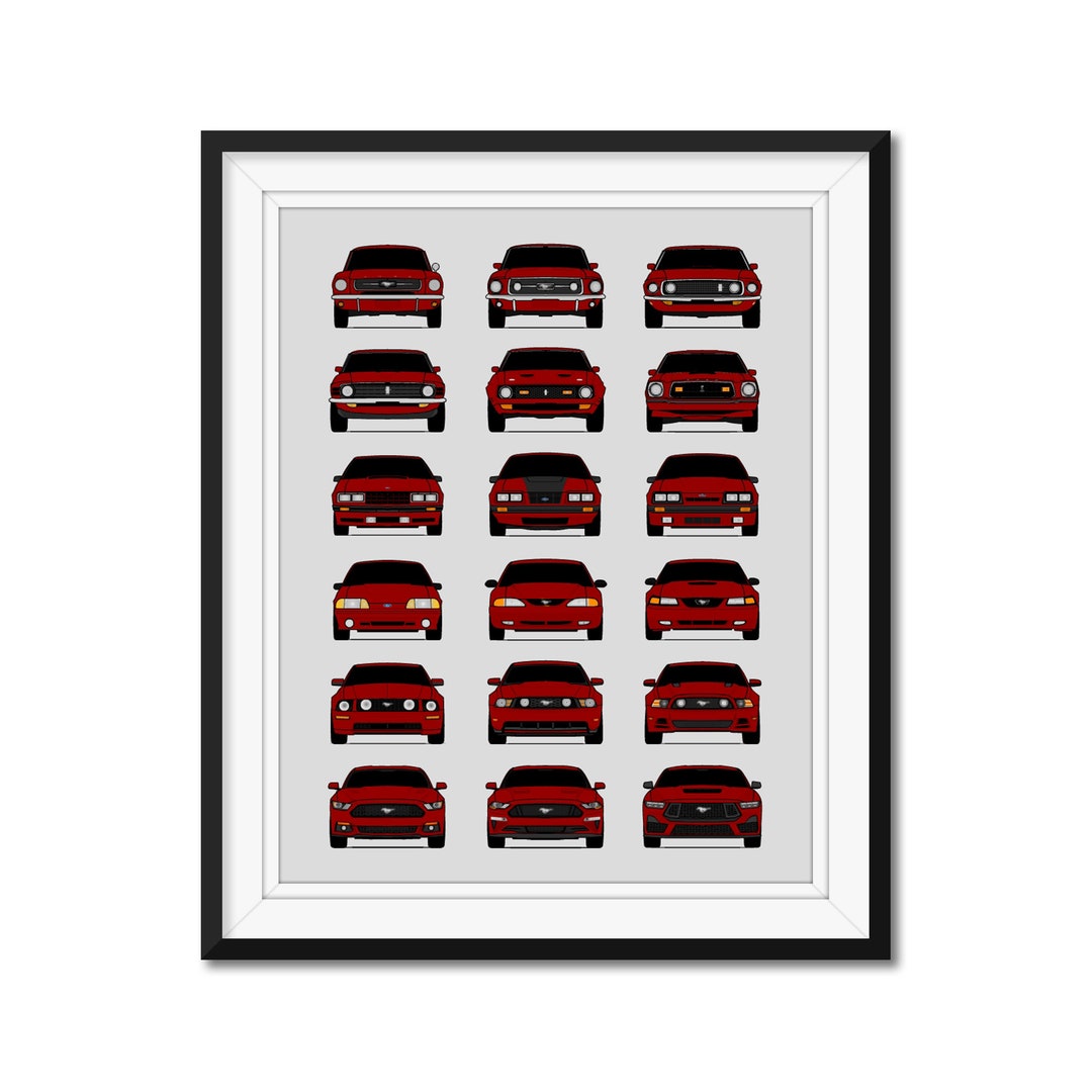 Ford Mustang Generations Inspired Car Poster Print Wall Art Decor the ...