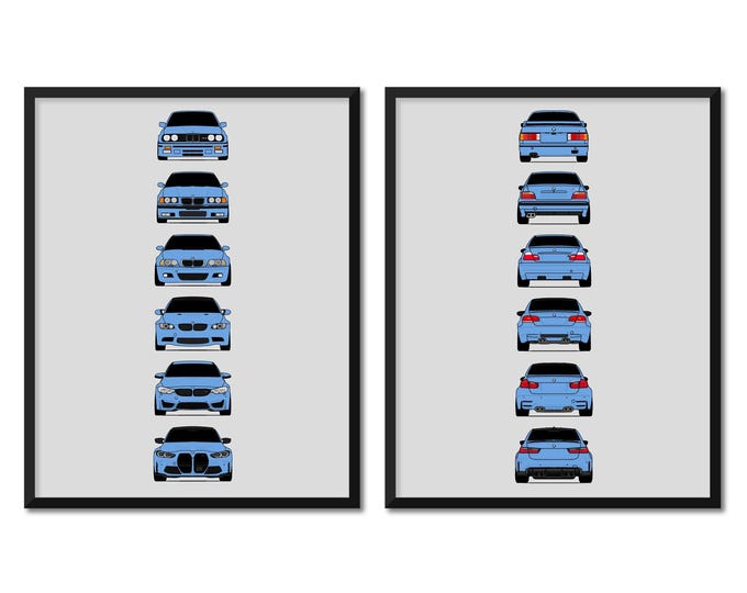BMW M3 Poster Print Wall Art of the History and Evolution of the M3 ...