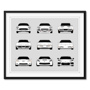 Chevy Corvette Generations (C1 C2 C3 C4 C5 C6 C7 C8) Car Poster Print ...