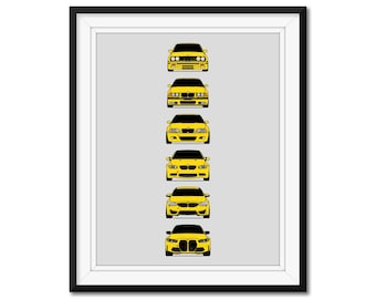 BMW M3 Poster Print Wall Art of the History and Evolution of the M3 ...