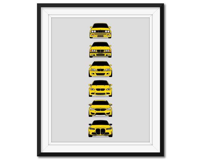 BMW M3 Poster Print Wall Art of the History and Evolution of the M3 ...