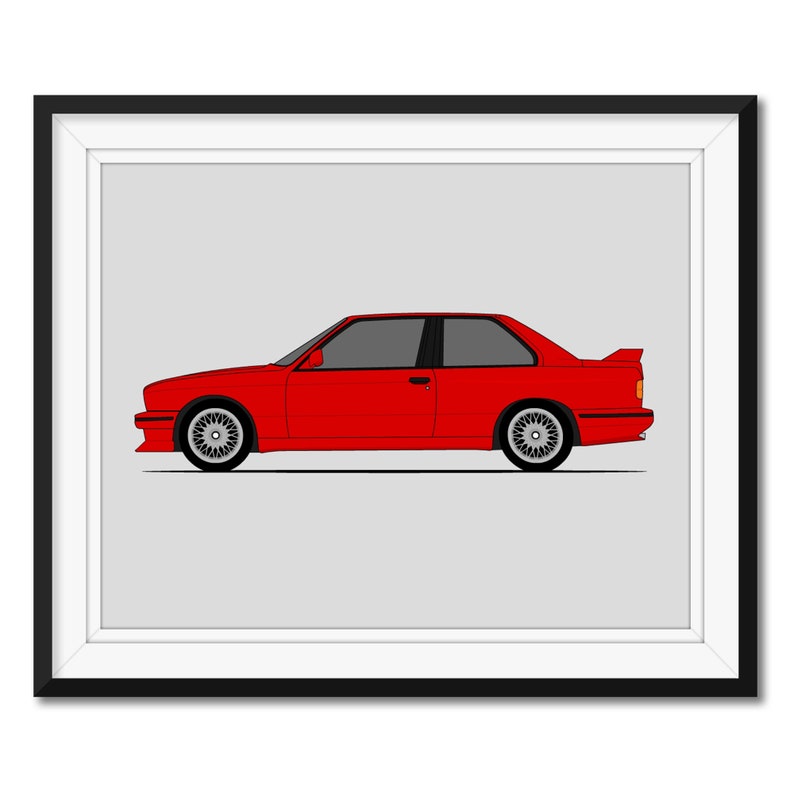 BMW M3 E30 1986-1991 side Profile Inspired Car Poster - Etsy