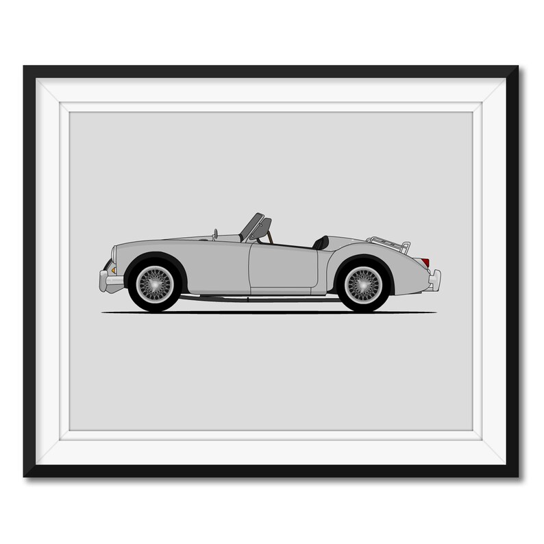 MG MGA Roadster 1955-1962 side Profile Inspired Car Poster - Etsy