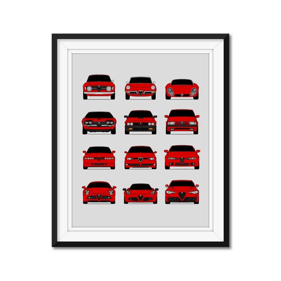 Alfa Romeo History and Evolution Poster Print Wall Art Handmade Decor ...