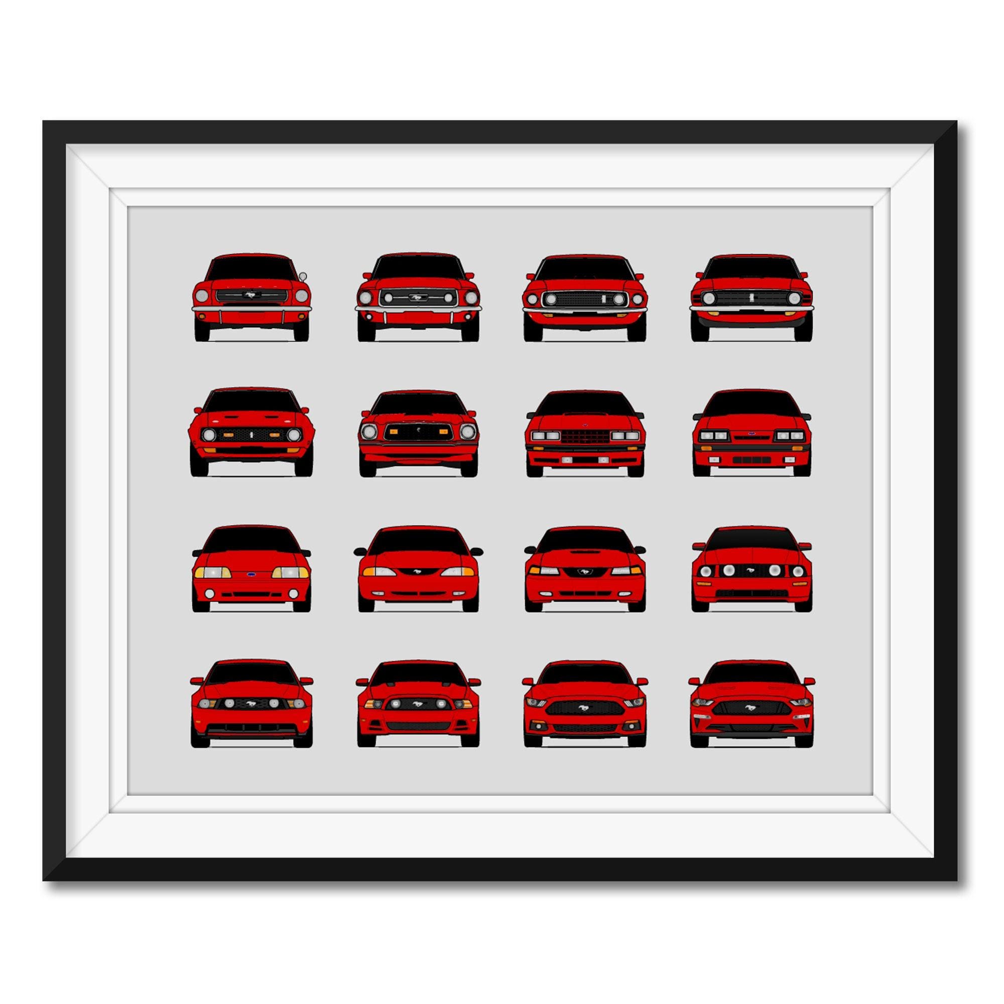 Ford Mustang Generations (landscape) Car Poster Print Wall Art Decor of ...