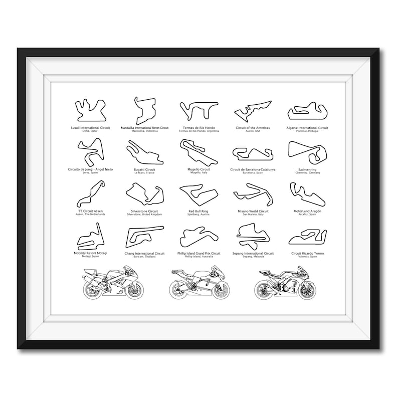 Motogp Race Track Inspired Motorcycle Poster Print of Grand - Etsy