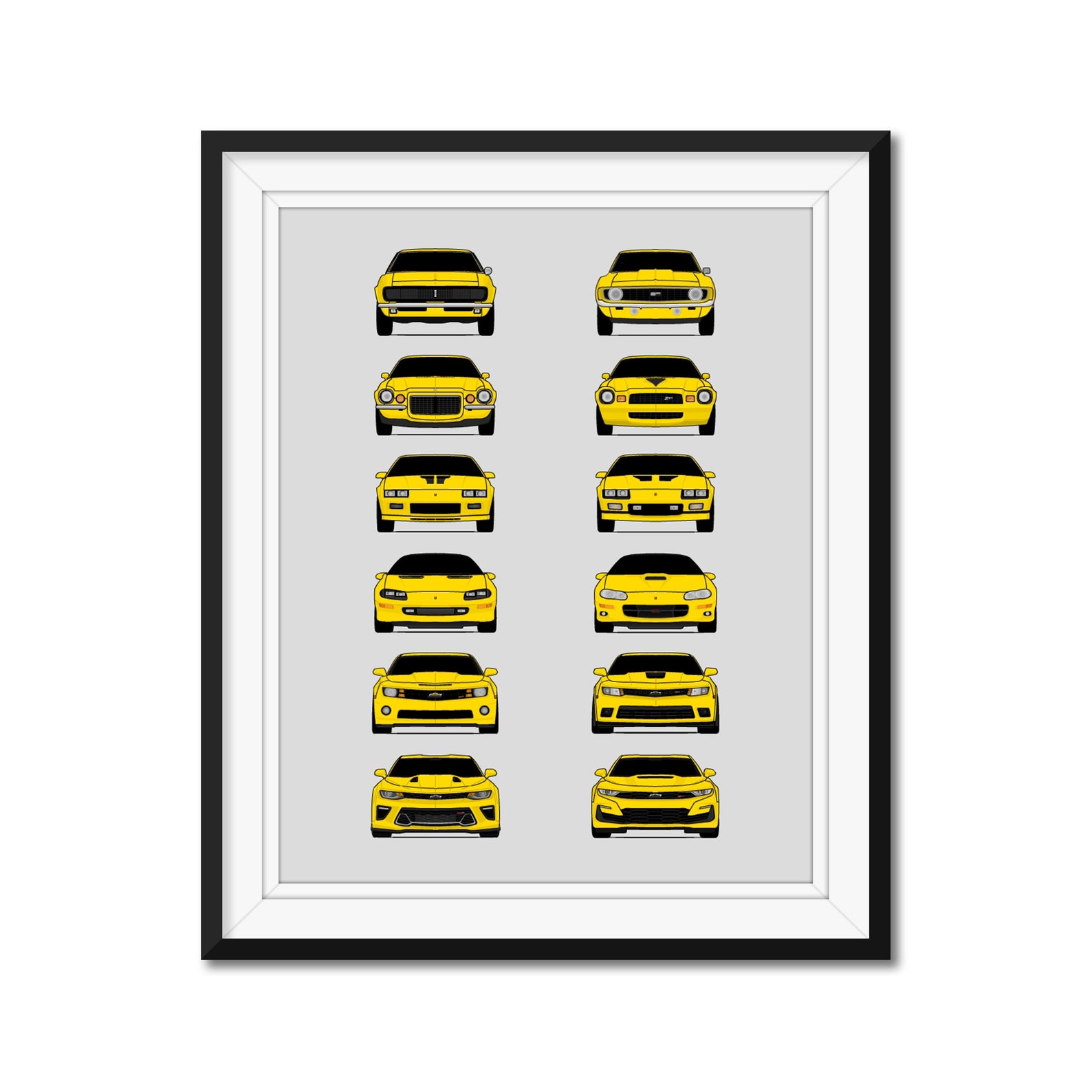 Chevy Camaro Generations 1967-present Inspired Car Poster - Etsy