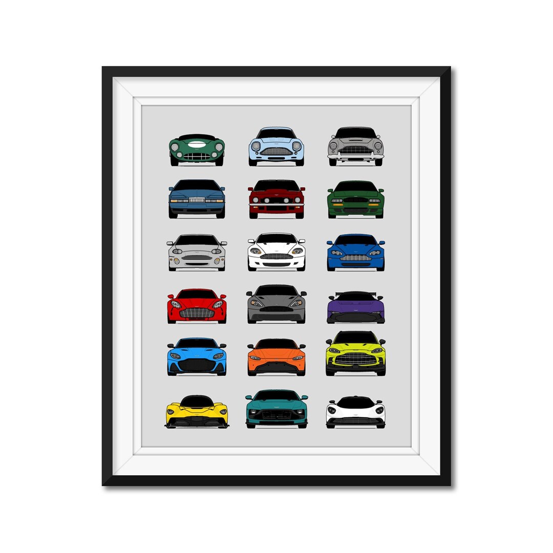 Aston Martin History and Evolution Car Poster Print Wall Art Best of ...