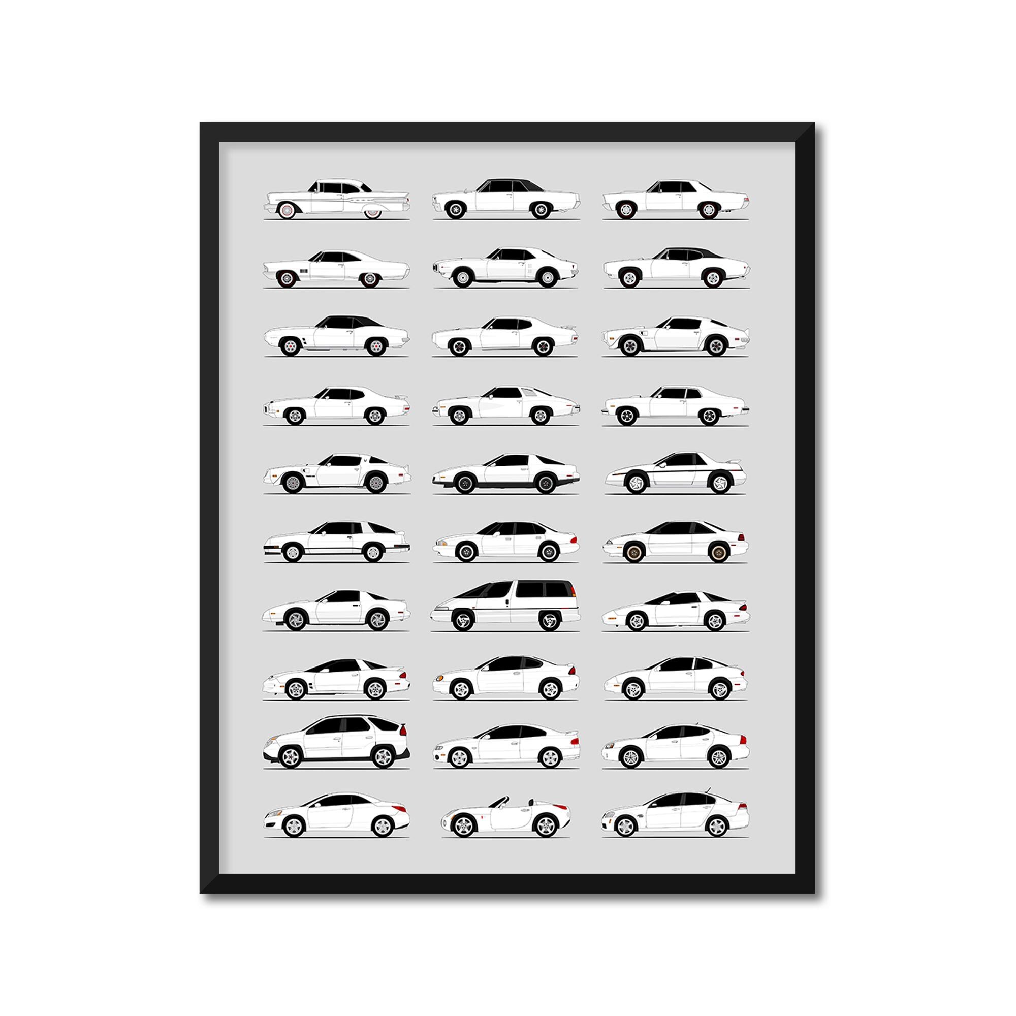 Pontiac Poster Print (side Profile) Best Pontiacs Fiero G8 Solstic ...