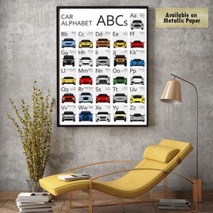 ABC Alphabet Car Nursery Car Poster Children and Kids, Covering A to Z ...