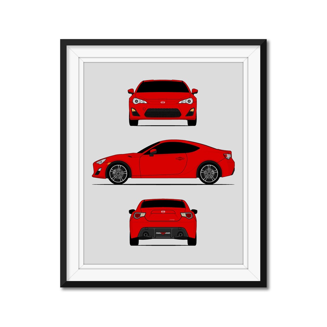 Scion FRS GT86 (2012-2016) (front Side Rear) Inspired Car Poster Print ...