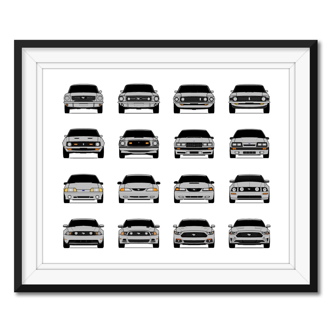 Ford Mustang Generations landscape Inspired Car Poster Print - Etsy