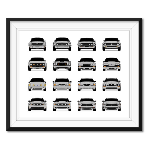 Ford Mustang Generations Inspired Poster Print Wall Art Handmade Decor ...