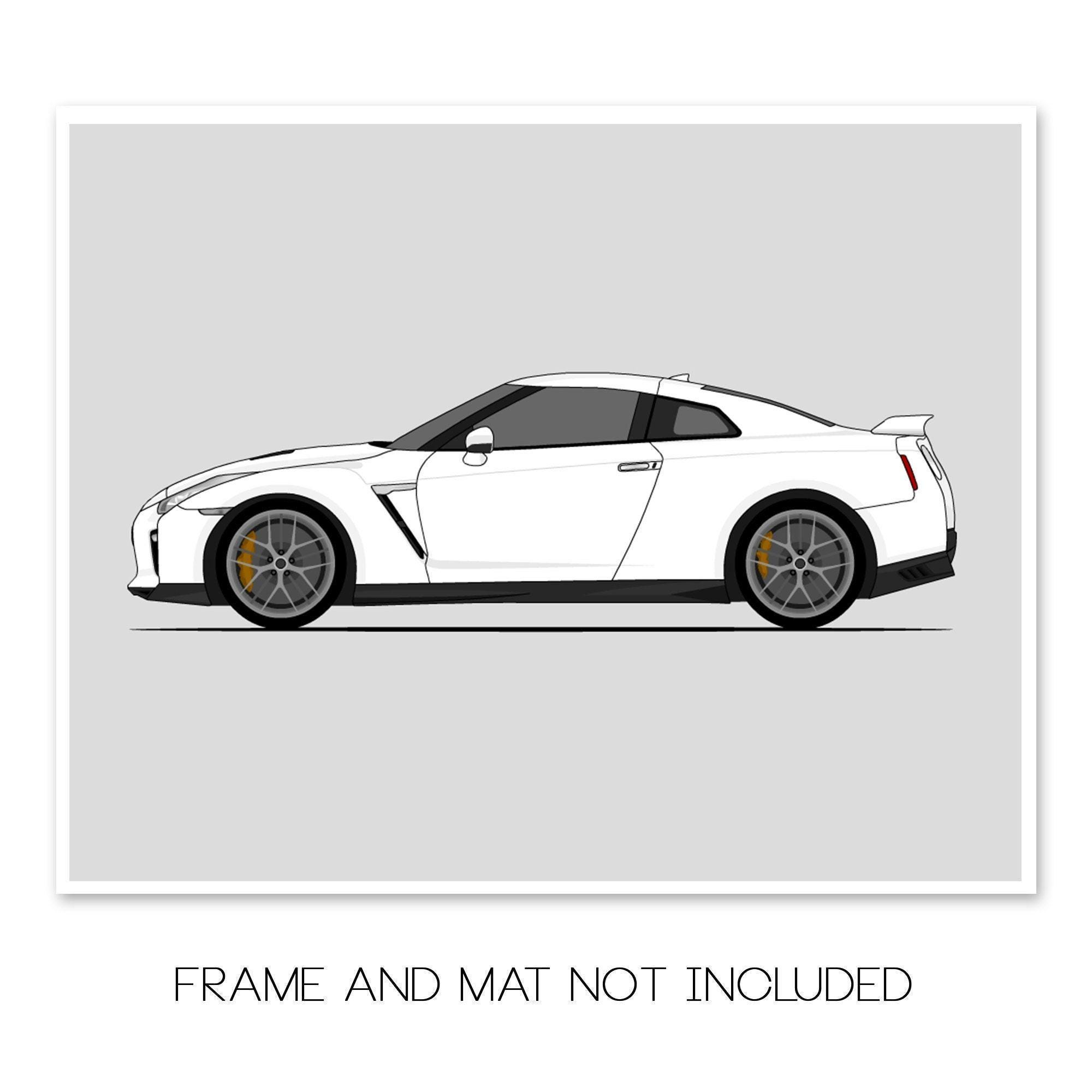 Nissan GT-R R35 (2017-2022) (side Profile) Poster Print Wall Art Decor ...