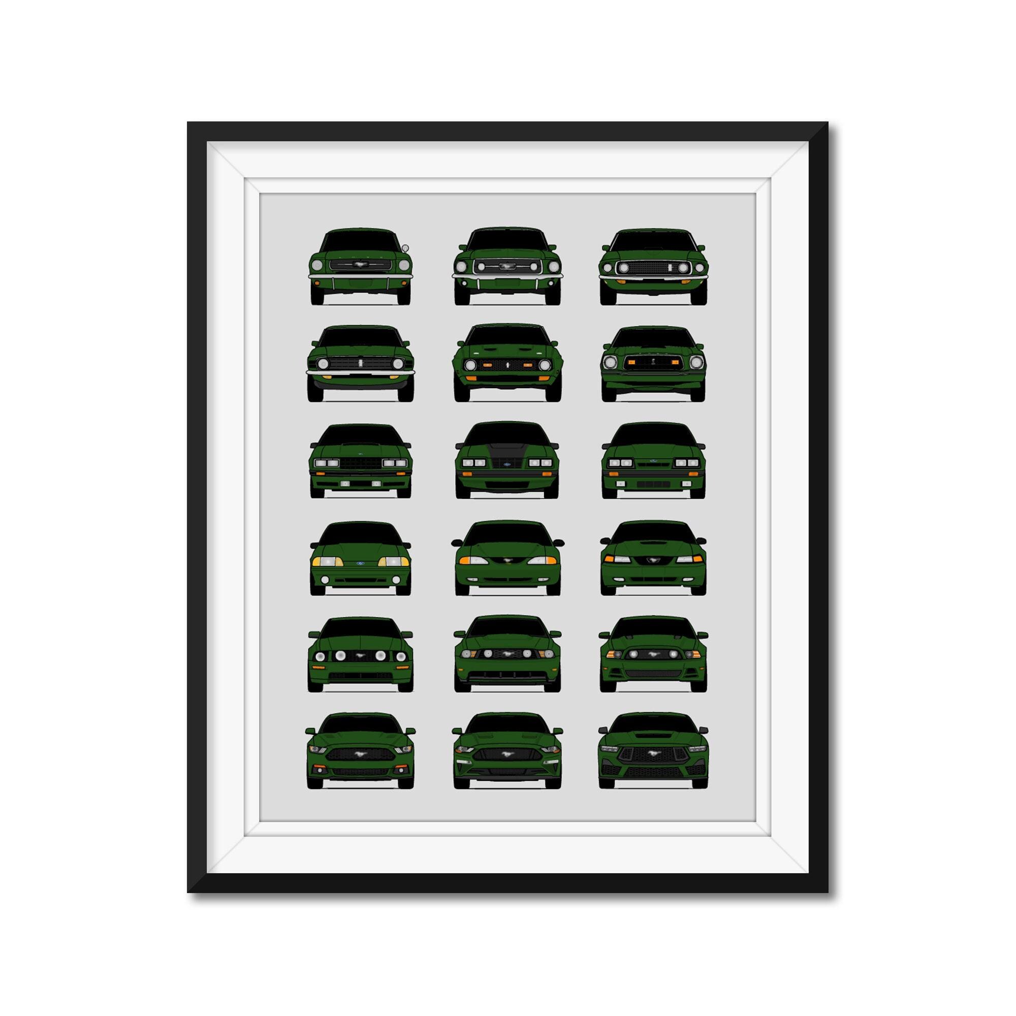 Ford Mustang Generations Car Poster Print Wall Art Decor the History ...