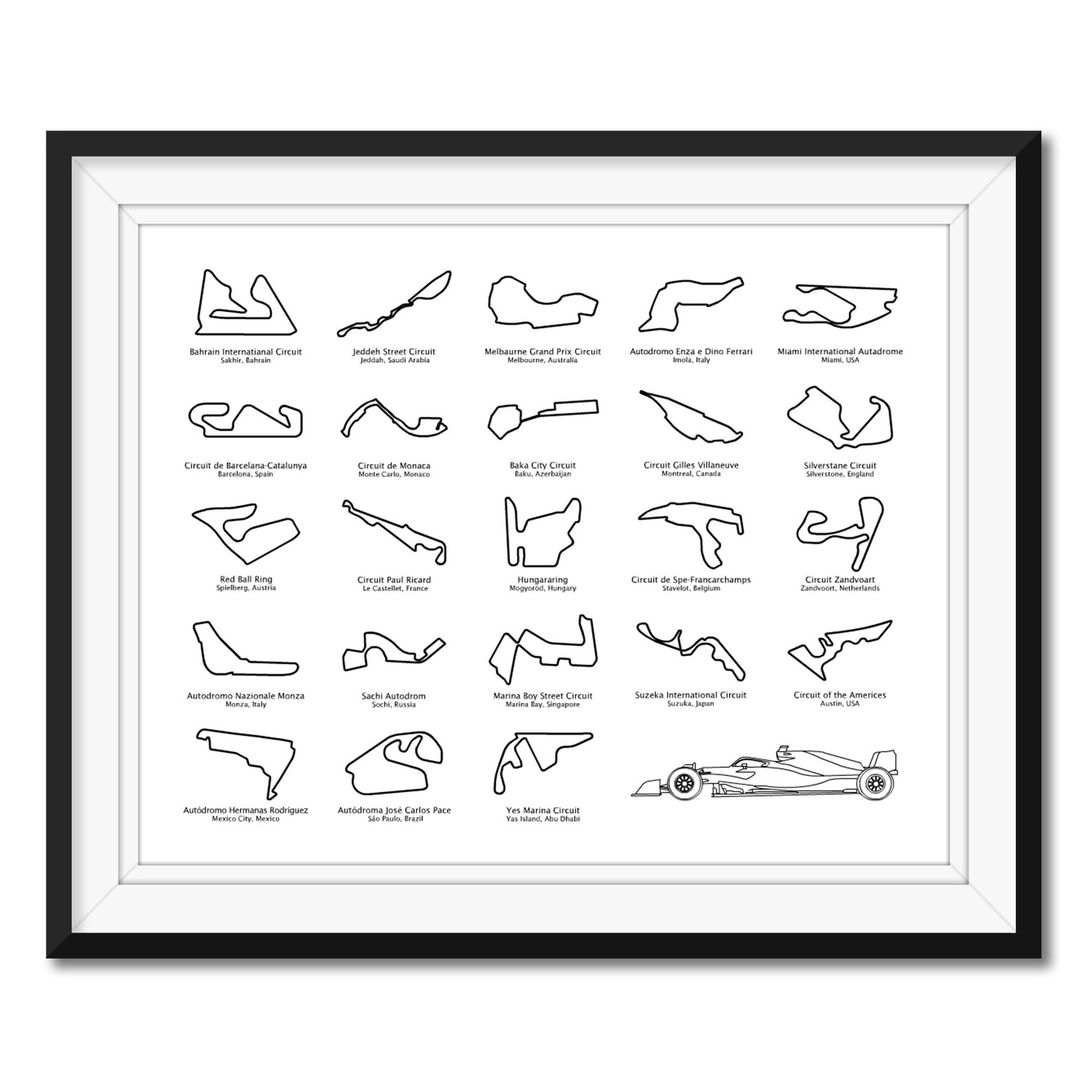 Formula 1 Inspired Race Track F1 Circuit 2022 Car Poster Print - Etsy