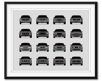 Ford Mustang Generations landscape Inspired Car Poster Print - Etsy