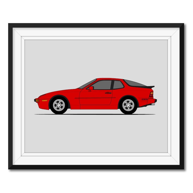 Porsche 944 (1983-1985) (side Profile) Car Poster Print Wall Art Decor ...