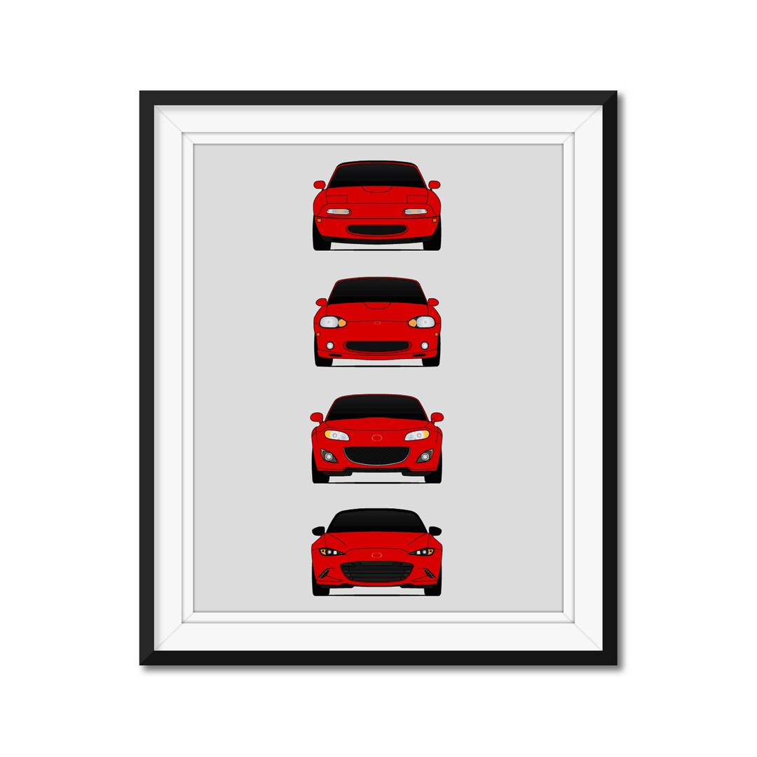 Mazda Miata MX-5 Inspired Poster Print Wall Art History and Evolution ...