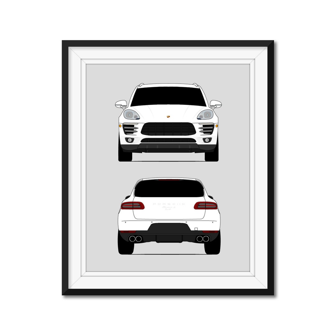 Porsche Macan Turbo S (2014-2018) (front and Rear) Inspired Car Poster ...