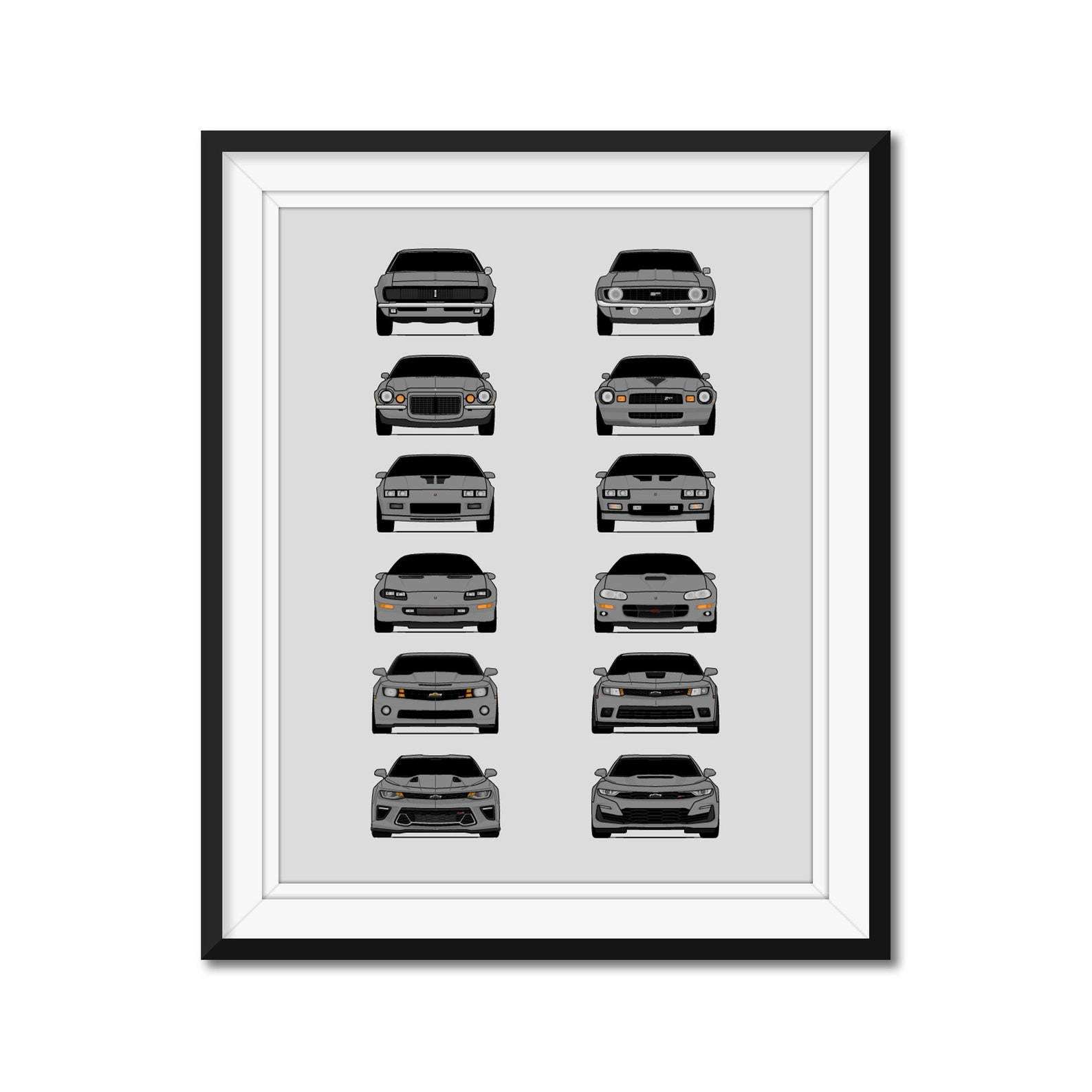 Chevy Camaro Generations 1967-present Inspired Car Poster | Etsy Canada