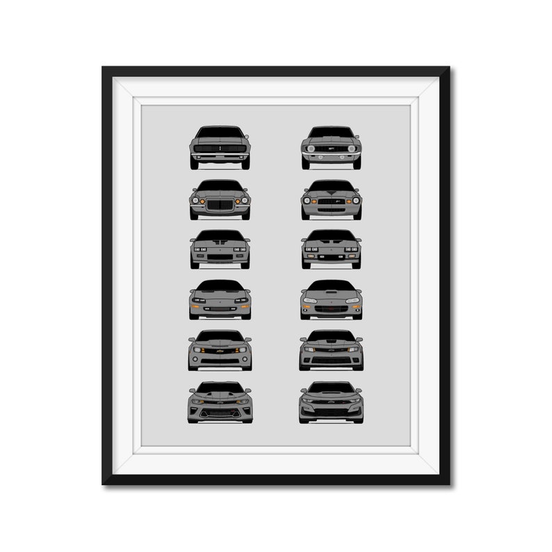 Chevy Camaro Generations 1967-present Inspired Car Poster | Etsy Canada